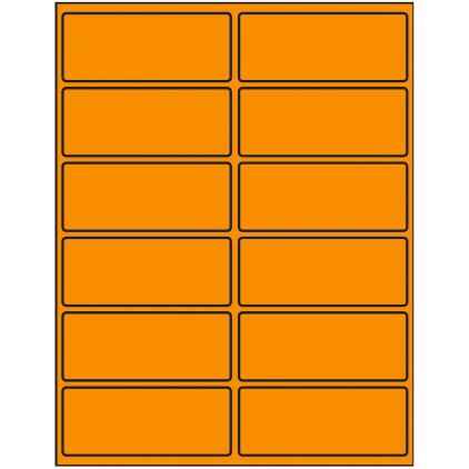 4" x 1.625" Fluorescent Orange Rectangular Sheet Labels - Style 108 ...