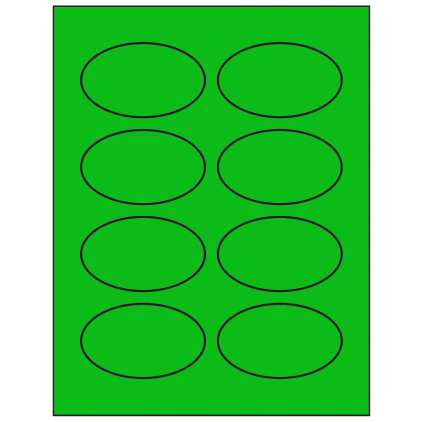 3.33" x 2" Fluorescent Green Oval Sheet Labels - Style 109 - Smith Corona