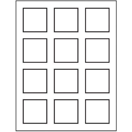 2" x 2" Clear Matte Square Sheet Labels - Style 117 - Smith Corona
