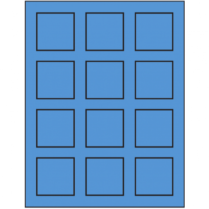 2" x 2" Fluorescent Blue Square Sheet Labels - Style 117 - Smith Corona
