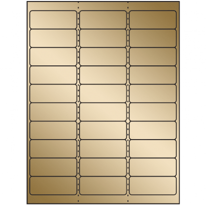 2.625" x 1" Gold Foil Rectangular Sheet Labels - Style 15 - Smith Corona