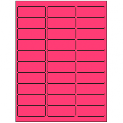 2.625" x 1" Fluorescent Pink Rectangular Sheet Labels (30-UP) - Style ...
