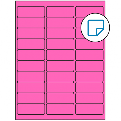 2.625" x 1" Fluorescent Pink Rectangular Sheet Labels (30-UP ...