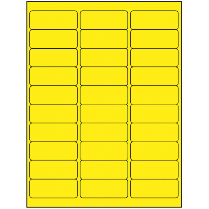 2.625" x 1" Fluorescent Yellow Rectangular Sheet Labels (30-UP) - Style ...