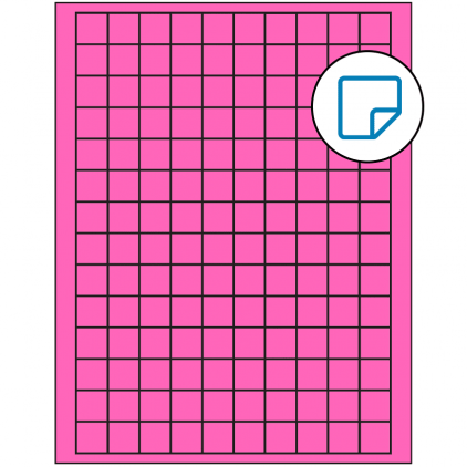 0.75" x 0.75" Fluorescent Pink Square Sheet Labels - Removable Adhesive ...