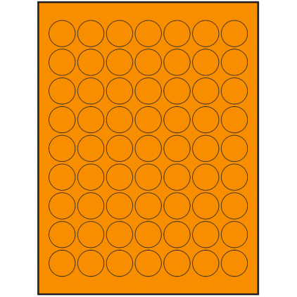 1" Fluorescent Orange Circular Sheet Labels - Style 185 - Smith Corona