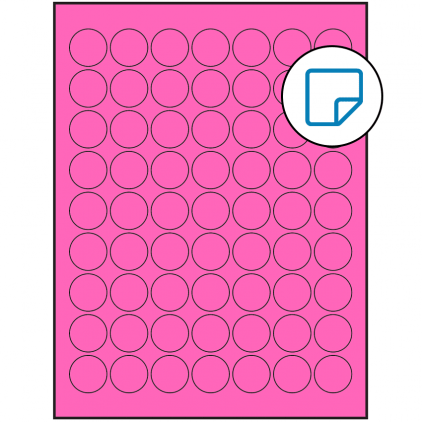 1" Fluorescent Pink Circular Sheet Labels - Removable Adhesive - Style ...