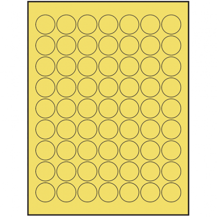 1" Pastel Yellow Circular Sheet Labels - Style 185 - Smith Corona