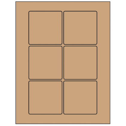 3" x 3" Brown Kraft Square Sheet Labels - Style 201 - Smith Corona
