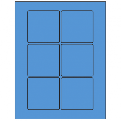 3" x 3" Fluorescent Blue Square Sheet Labels - Style 201 - Smith Corona