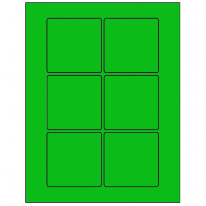 3" x 3" Fluorescent Green Square Sheet Labels - Style 201 - Smith Corona