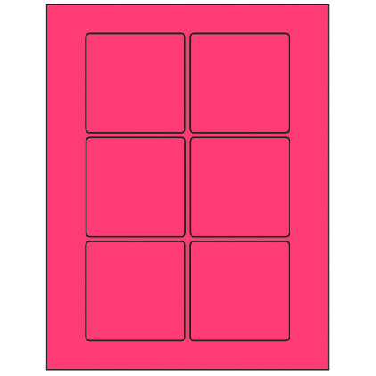 3" x 3" Fluorescent Pink Square Sheet Labels - Style 201 - Smith Corona