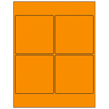 4" x 4" Fluorescent Orange Square Sheet Labels - Style 204 - Smith Corona