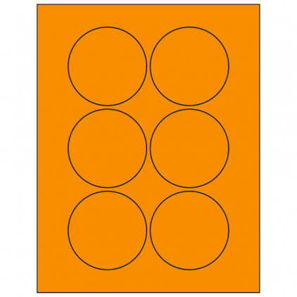 3" Fluorescent Orange Circular Sheet Labels - Style 213 - Smith Corona