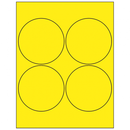 4" Fluorescent Yellow Circular Sheet Labels - Style 214 - Smith Corona