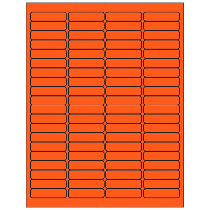 1.9375" x 0.5" Fluorescent Red Rectangular Sheet Labels - Style 217 ...