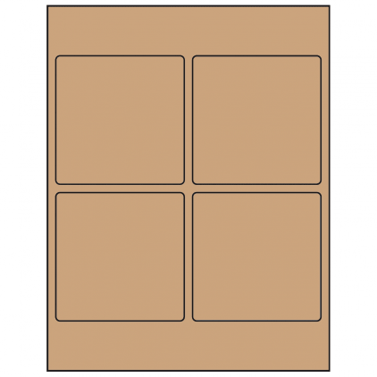 3.875" x 3.875" Brown Kraft Square Sheet Labels - Style 395 - Smith Corona