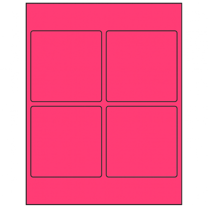 3.875" x 3.875" Fluorescent Pink Square Sheet Labels - Style 395 ...