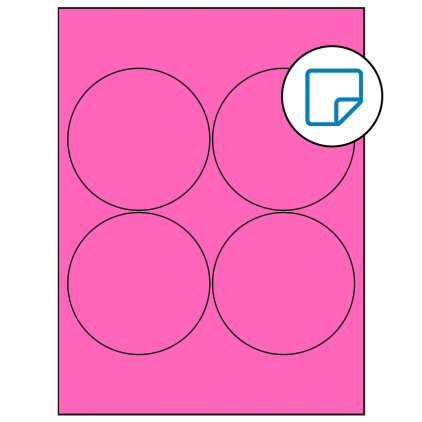 3.9375" Fluorescent Pink Circular Sheet Labels - Removable Adhesive ...
