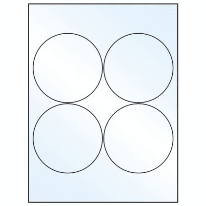3.9375" White Mid Gloss Circular Sheet Labels - Style 410 - Smith Corona