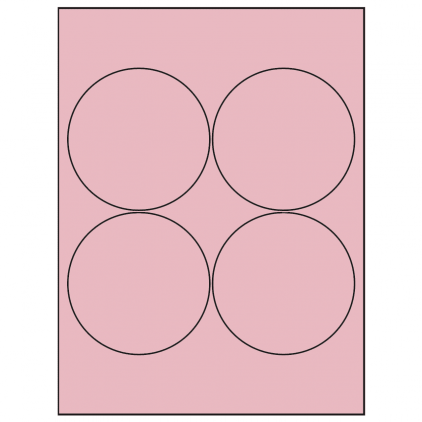 3.9375" Pastel Pink Circular Sheet Labels - Style 410 - Smith Corona
