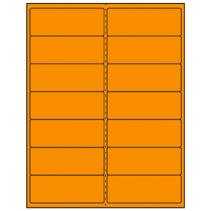4" x 1.5" Fluorescent Orange Rectangular Sheet Labels - Style 421 ...