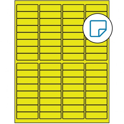 1.9375" x 0.625" Fluorescent Yellow Rectangular Sheet Labels ...