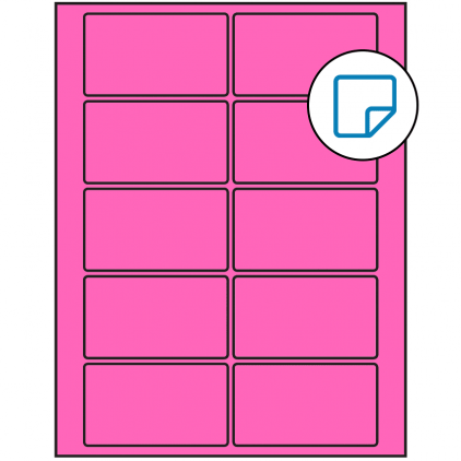 3.5" x 2" Fluorescent Pink Rectangular Sheet Labels - Removable ...