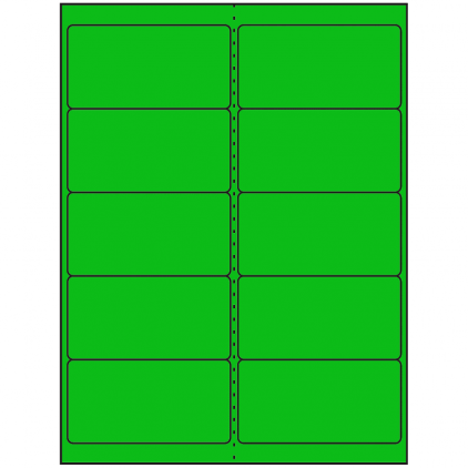 4" x 2" Fluorescent Green Rectangular Sheet Labels - Style 45 - Smith ...