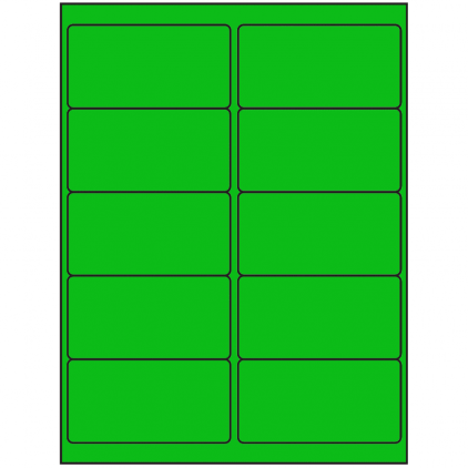 4" x 2" Fluorescent Green Rectangular Sheet Labels (10-UP) - Style 46 ...