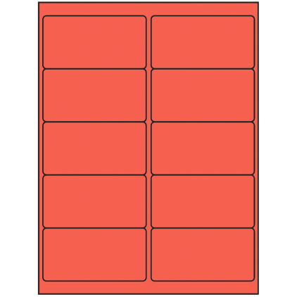4" x 2" Red Rectangular Sheet Labels (10-UP) - Style 46 - Smith Corona