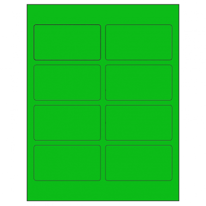 3.75" x 2" Fluorescent Green Rectangular Sheet Labels - Style 730 ...