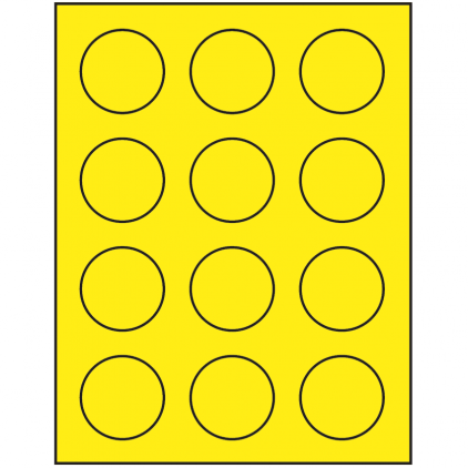 2" Fluorescent Yellow Circular Sheet Labels - Style 77 - Smith Corona