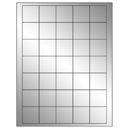 1.5" x 1.5" Silver Foil Square Sheet Labels - Style 780 - Smith Corona