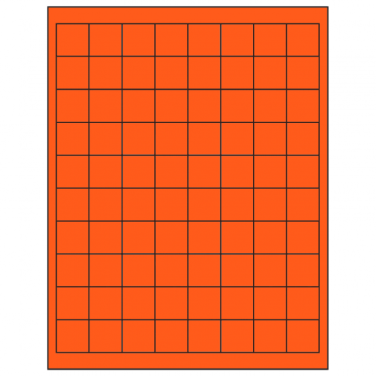 1" x 1" Fluorescent Red Square Sheet Labels - Style 826 - Smith Corona