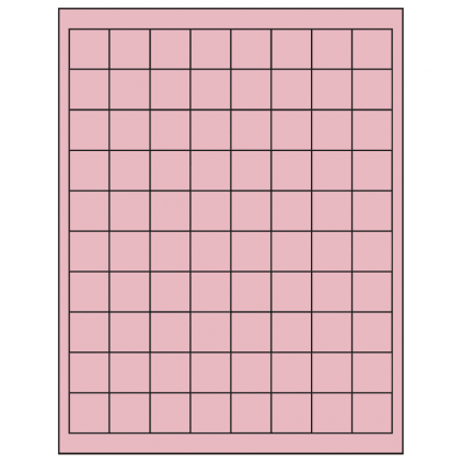 1" x 1" Pastel Pink Square Sheet Labels - Style 826 - Smith Corona