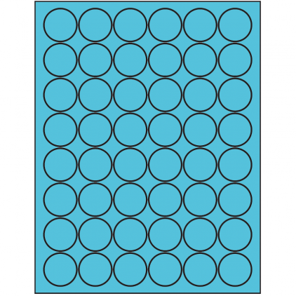 1.25" Turquoise Circular Sheet Labels - Style 92 - Smith Corona