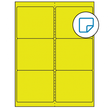 4" x 3.33" Fluorescent Yellow Rectangular Sheet Labels - Removable ...