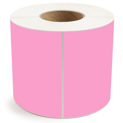 6" x 6" Hot Pink - Direct Thermal Labels - 3" Core - Removable Adhesive ...