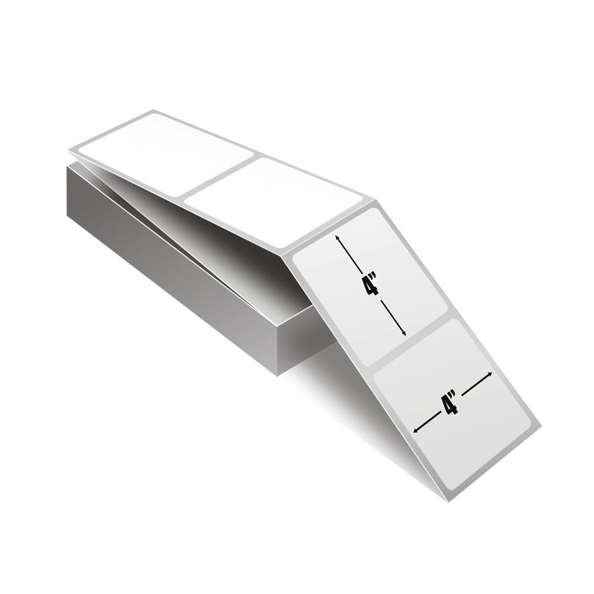 4" x 4" White Matte Paper - Direct Thermal Labels - Fanfold - Smith Corona