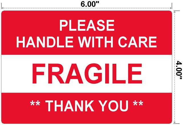 4x6 Pre-Printed (Handle With Care) Labels - Lowest Prices Online