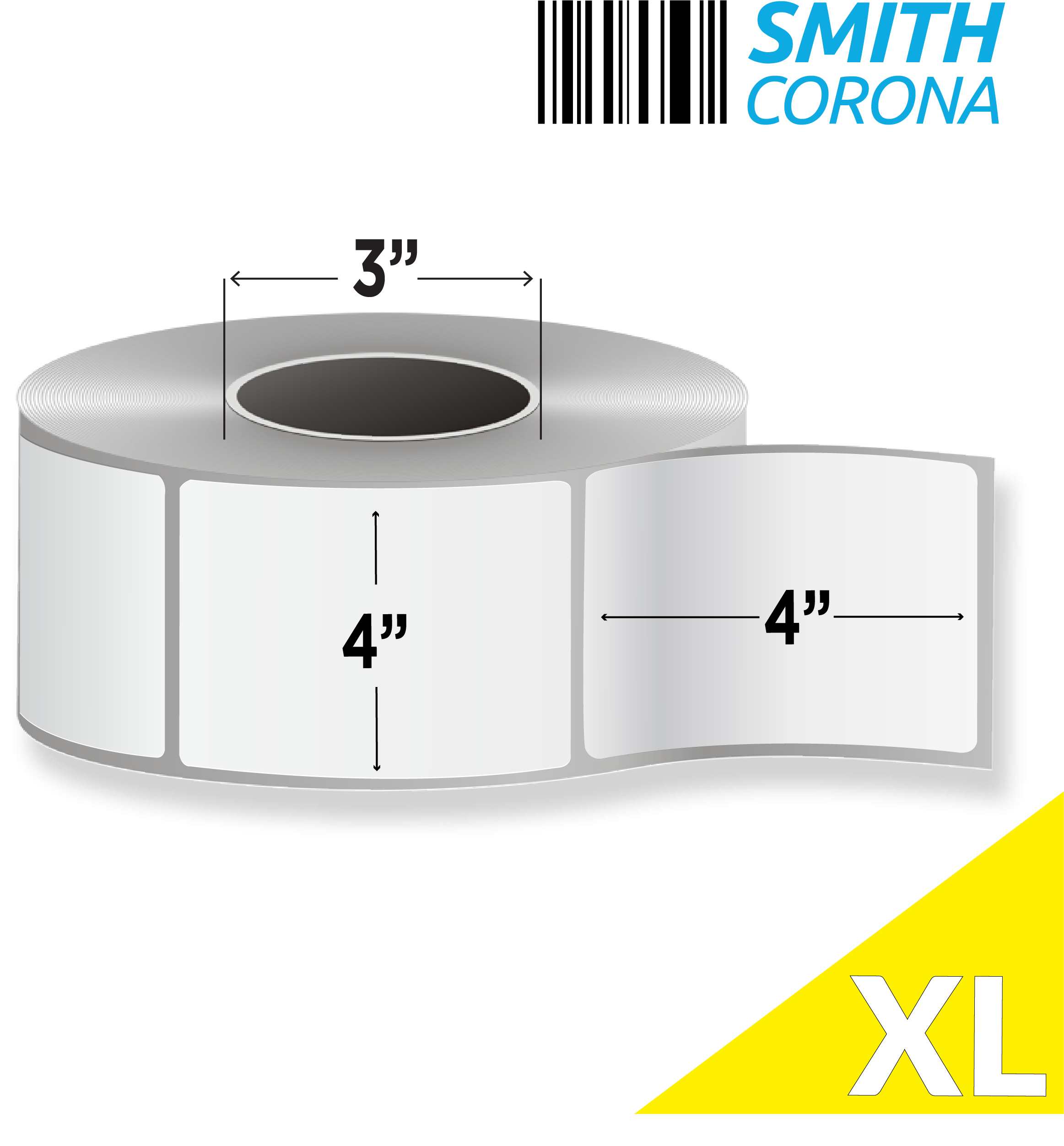 4x4 (No Perf) Direct Thermal Labels - Jumbo Roll (12" OD)