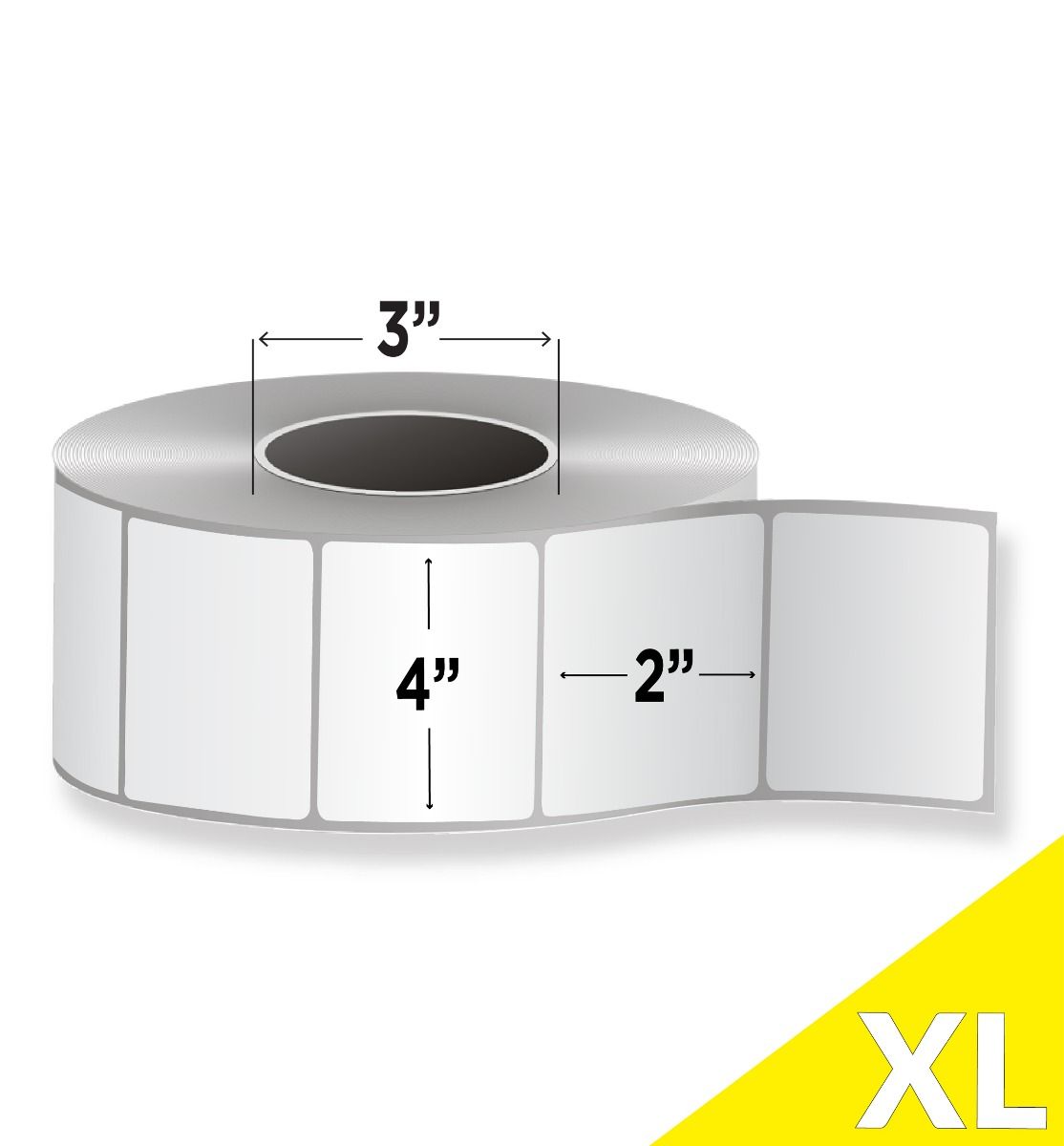 4" x 2" (No Perf) Thermal Transfer Labels - 12" OD