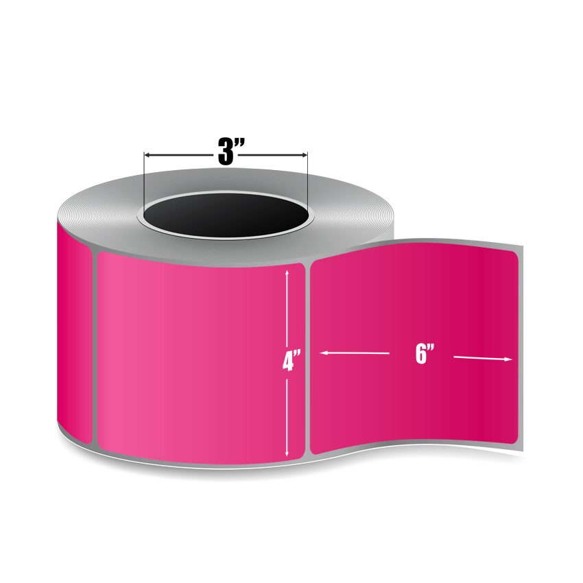 4x6 Fluorescent Pink - Thermal Transfer Labels - 3" Core